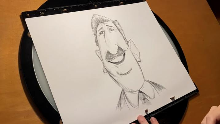 Disney Animator Draws a Caricature of Walt Disney During the Annual ...