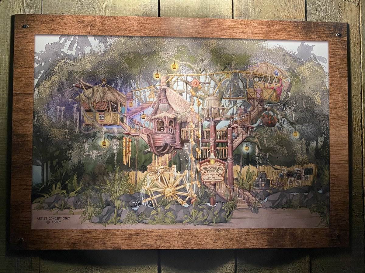 Photos: Concept Art Added to Adventureland Treehouse Construction Walls ...