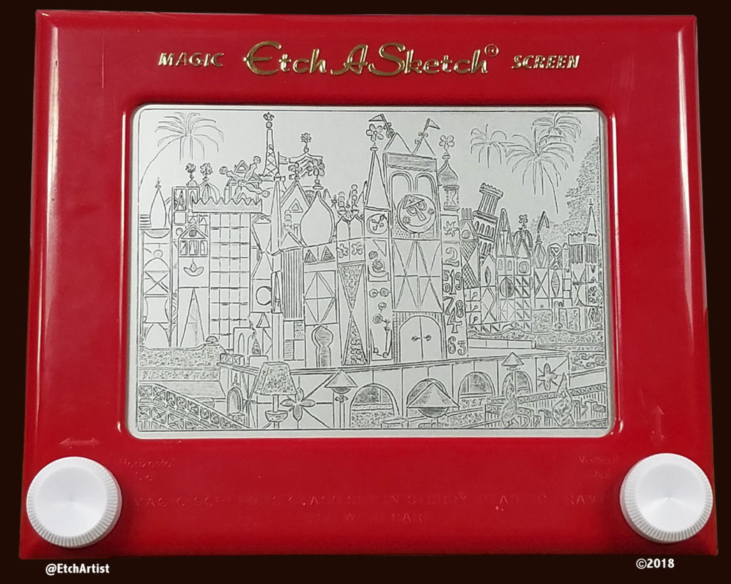 EtchArtist Draws Disneyland Inspired Pictures Using an Etch A Sketch
