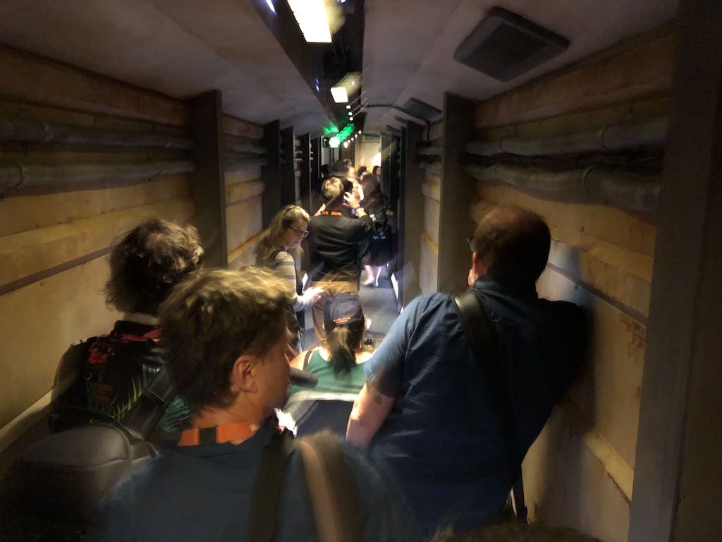First Look Inside the Millennium Falcon: Smugglers Run Queue and Cockpit