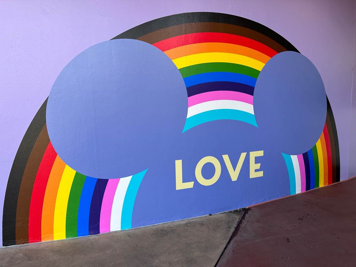 Mickey Shaped Pride Mural Adorns the Purple Wall at the Magic Kingdom ...