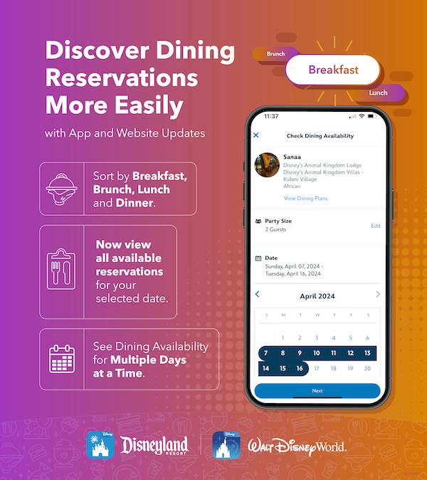 Update To Disney Parks Apps Makes Finding Dining Reservations Easier at ...