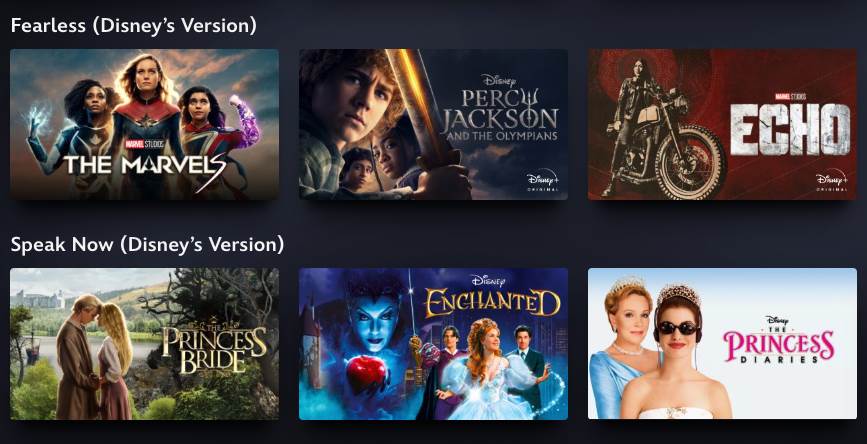 Disney+ Home Page Offers Taylor Swift-Inspired Collections with Launch ...