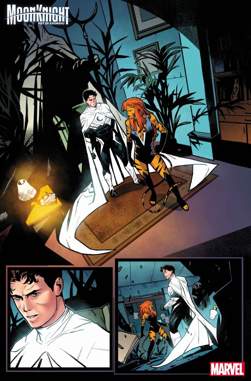 Moon Knight and Midnight Mission Run from the Law in "Moon Knight: Fist of Khonshu #3" Later ...