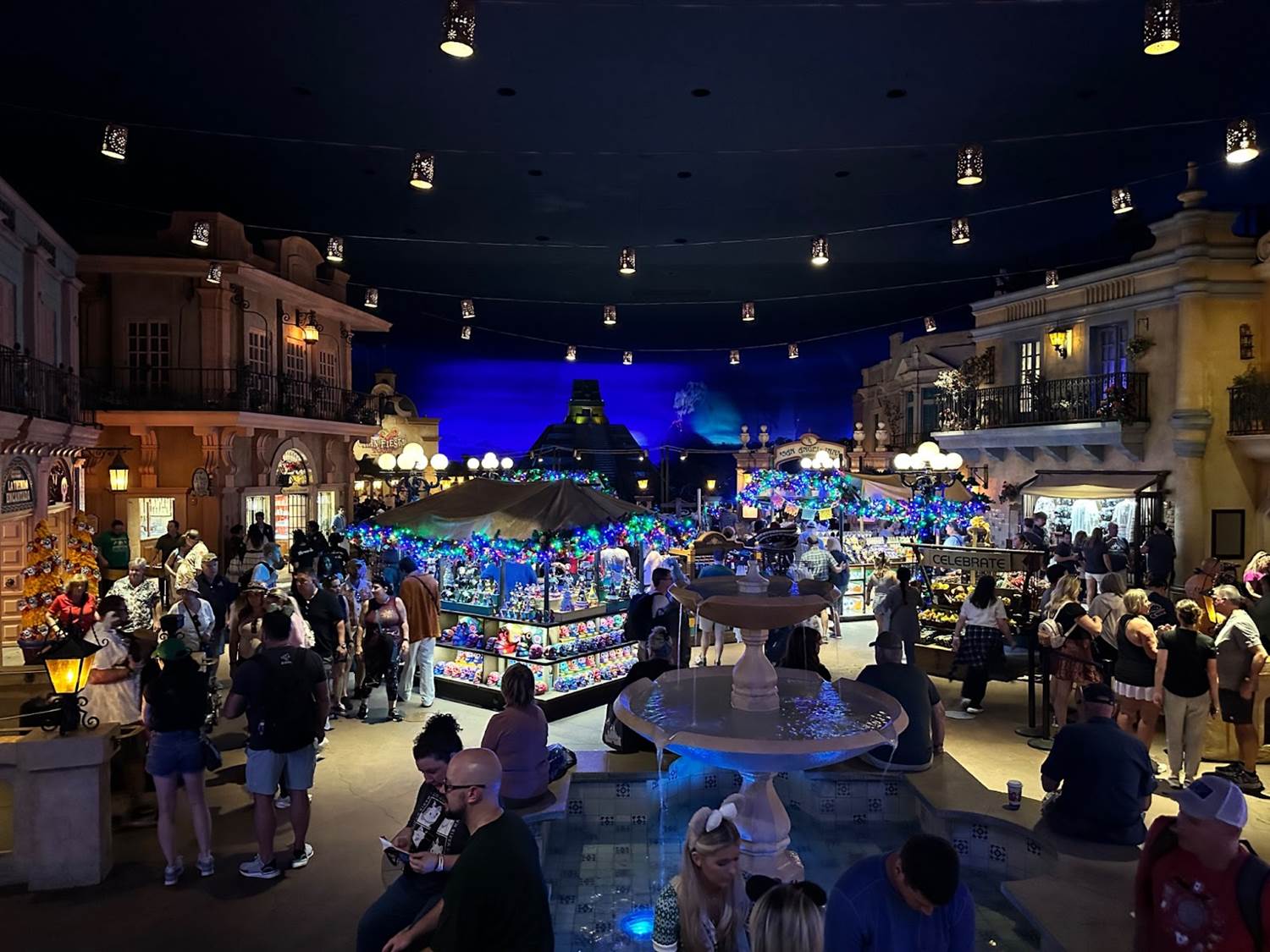 EPCOT Christmas Decorations and the Gold Musical Rotating Tin Popcorn ...
