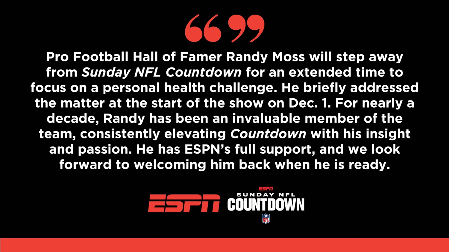 NFL Analyst Randy Moss Stepping Away from ESPN’s “Sunday NFL Countdown ...