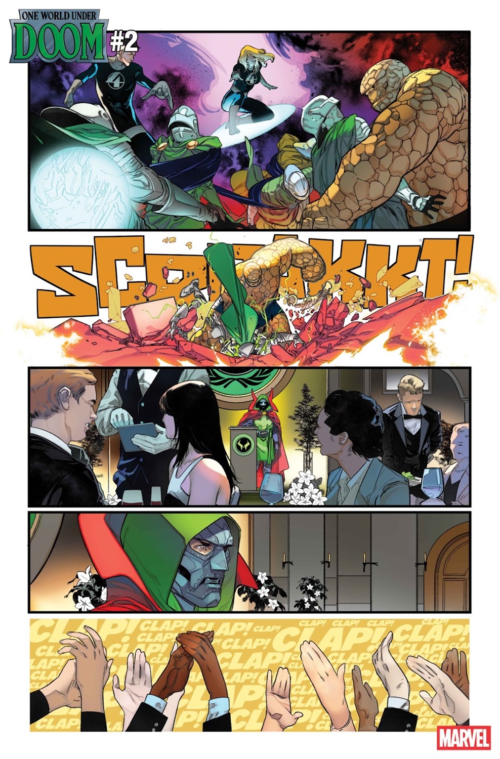 The Fantastic Four Strike at Emperor Doom in “One World Under Doom” #2